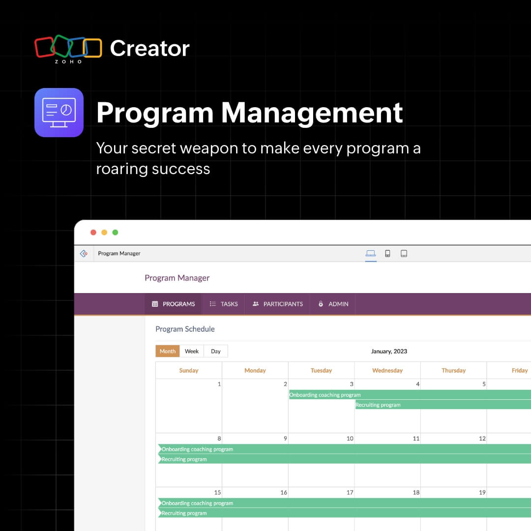 Software de gestión de programas gratuito | Zoho Creator