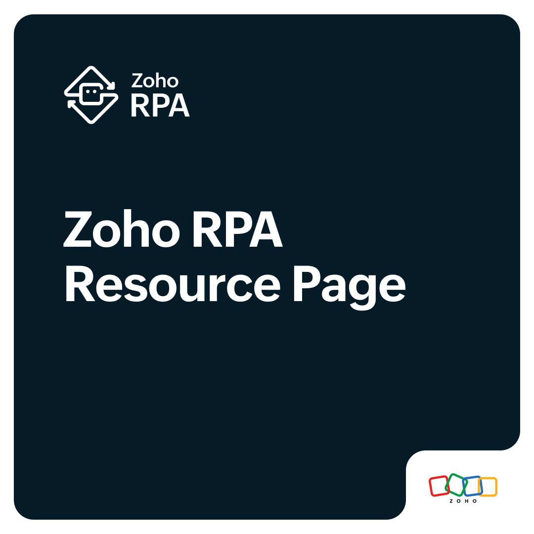 Zoho RPA Resource Center Zoho RPA Resource Center